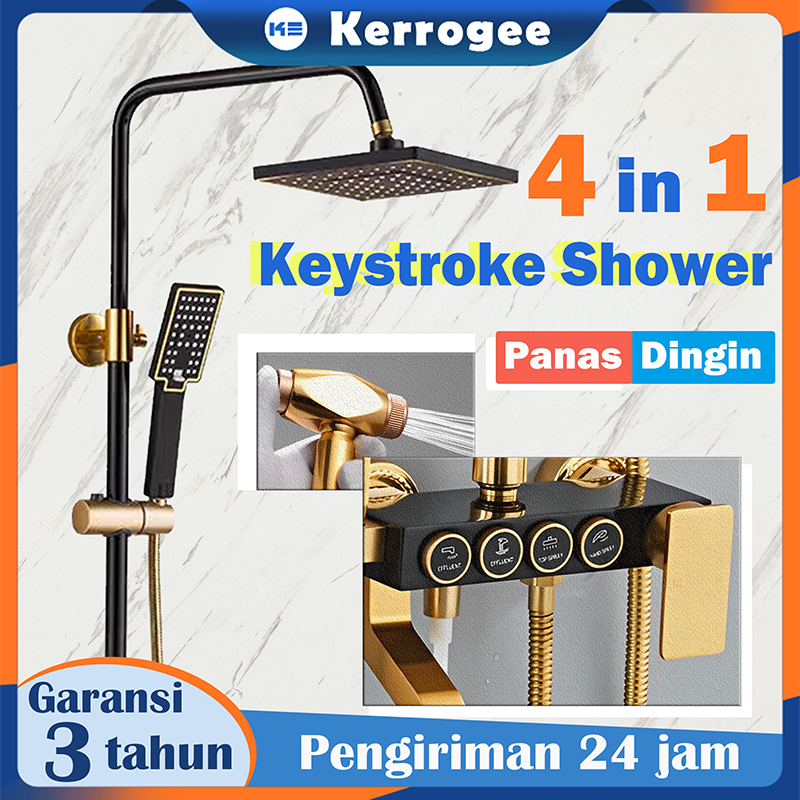 Jual KERROGEE Shower Kamar Mandi Full Set Tembaga 4 Dalam 1 Shower Set Panas-Dingin Dengan ...