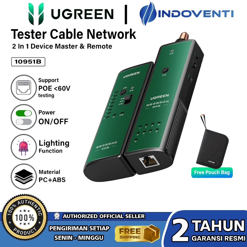 Jual UGREEN Alat Tester Lan Cable Penguji Kabel Modem Internet RJ45 ...