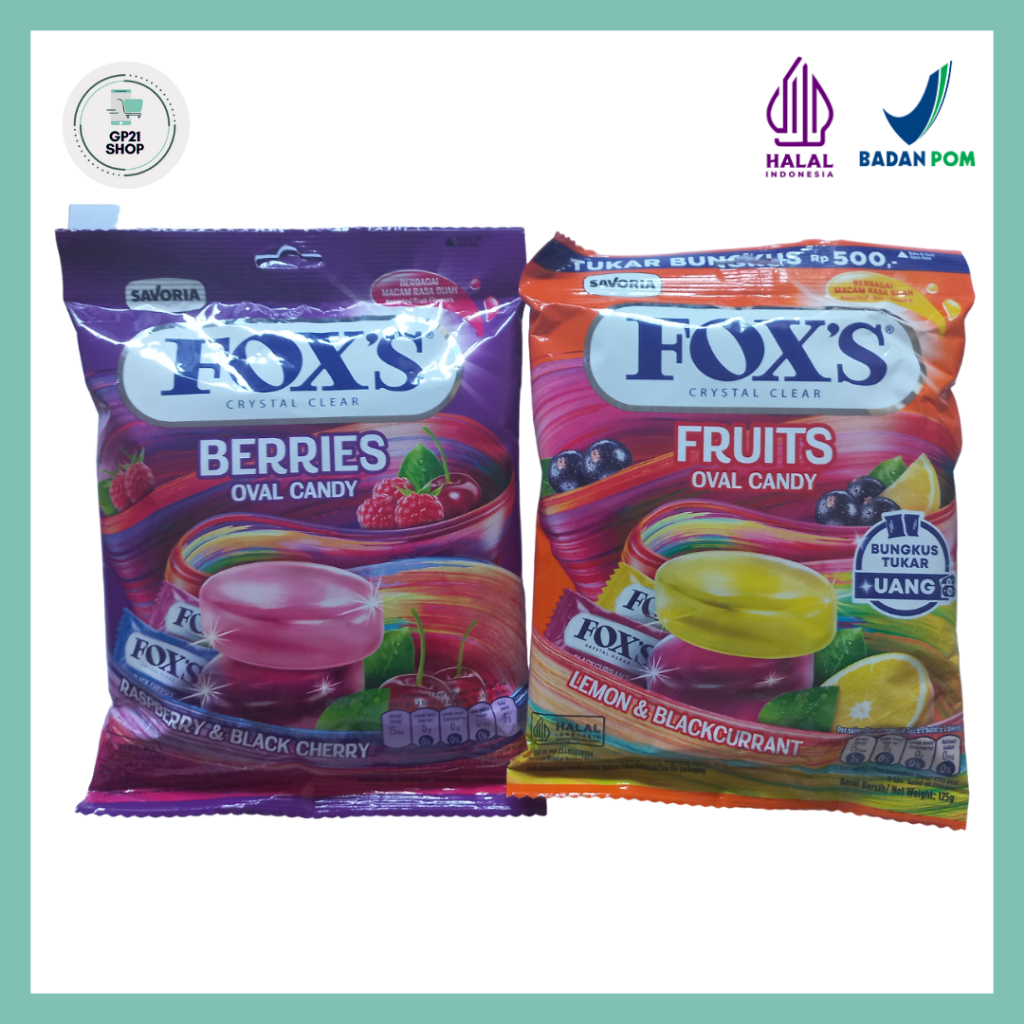 Jual Permen Fox's Sak 125gr - Fox Oval Candy Crystal Clear | Shopee ...
