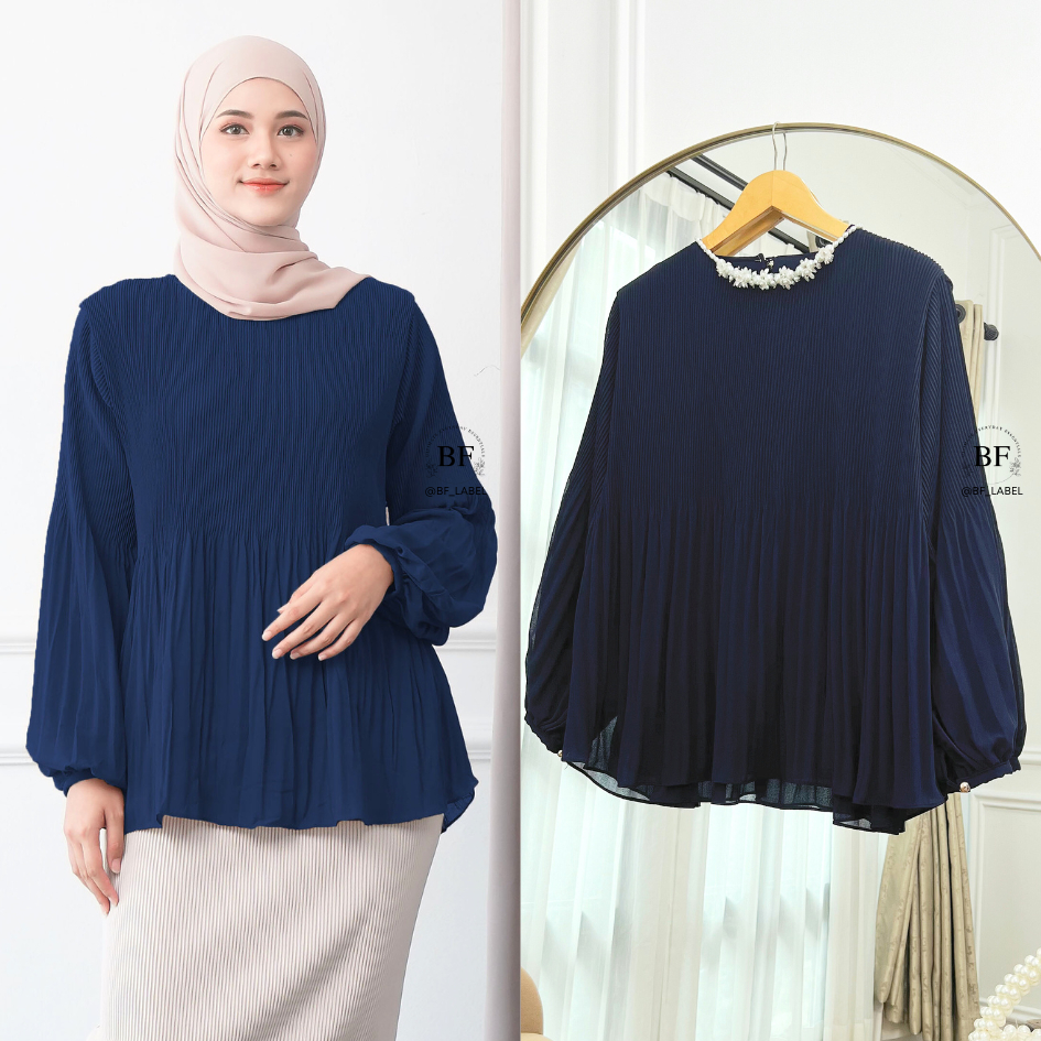 Jual BF Label - FIONA BLOUSE | Pleated Shirt Atasan Plisket Wanita Premium | Lebaran Idul Fitri ...