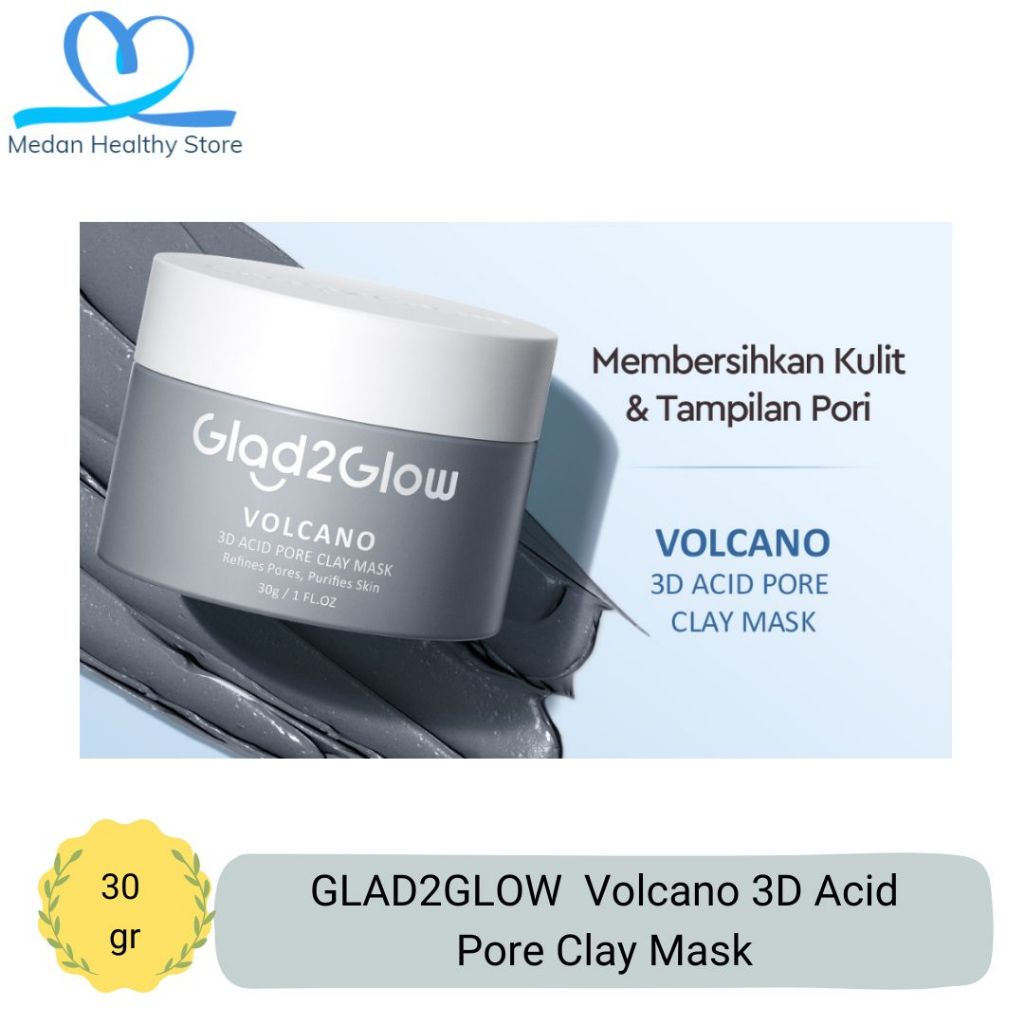 Jual GLAD2GLOW G2G Volcano 3D Acid Pore Clay Mask JAR 30 gram | Shopee ...