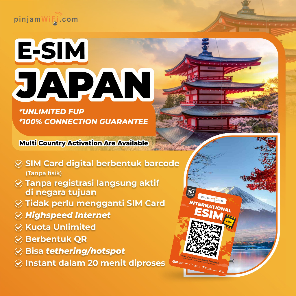 Jual PINJAM WIFI e-SIM Japan Internet Daily Quota | ESIM jepang Tokyo ...
