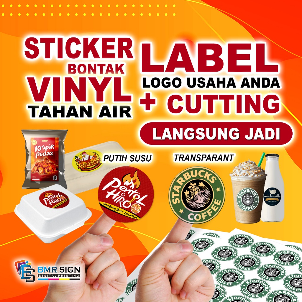 Jual Cetak stiker custom Cutting Label Produk makanan Tahan Air ...