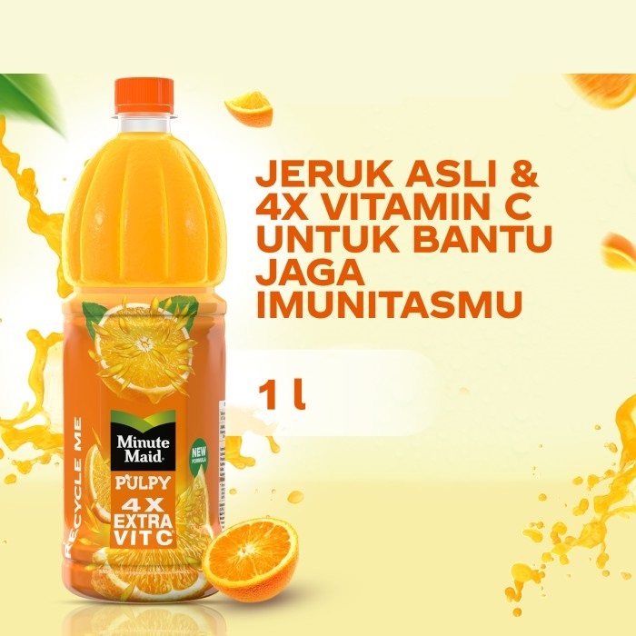 Jual Minute Maid Pulpy Orange 1000 mL Botol 1L | Shopee Indonesia