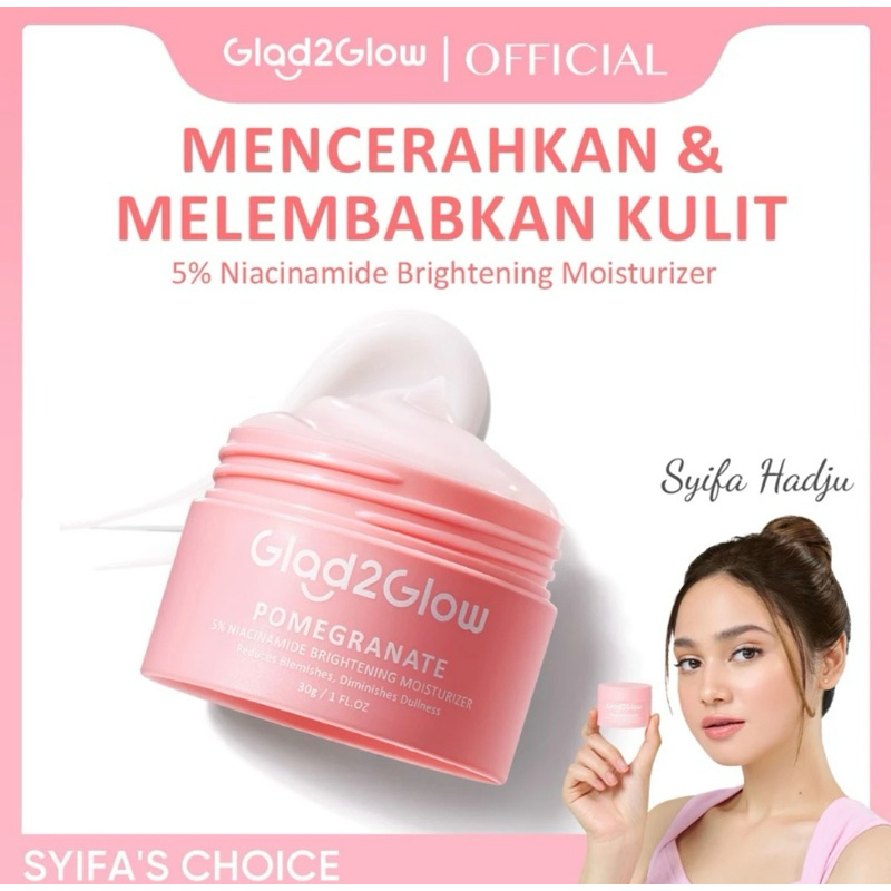 Jual Glad2glow Pomegranate 5 Niacinamide Brightening Moisturizer 30g