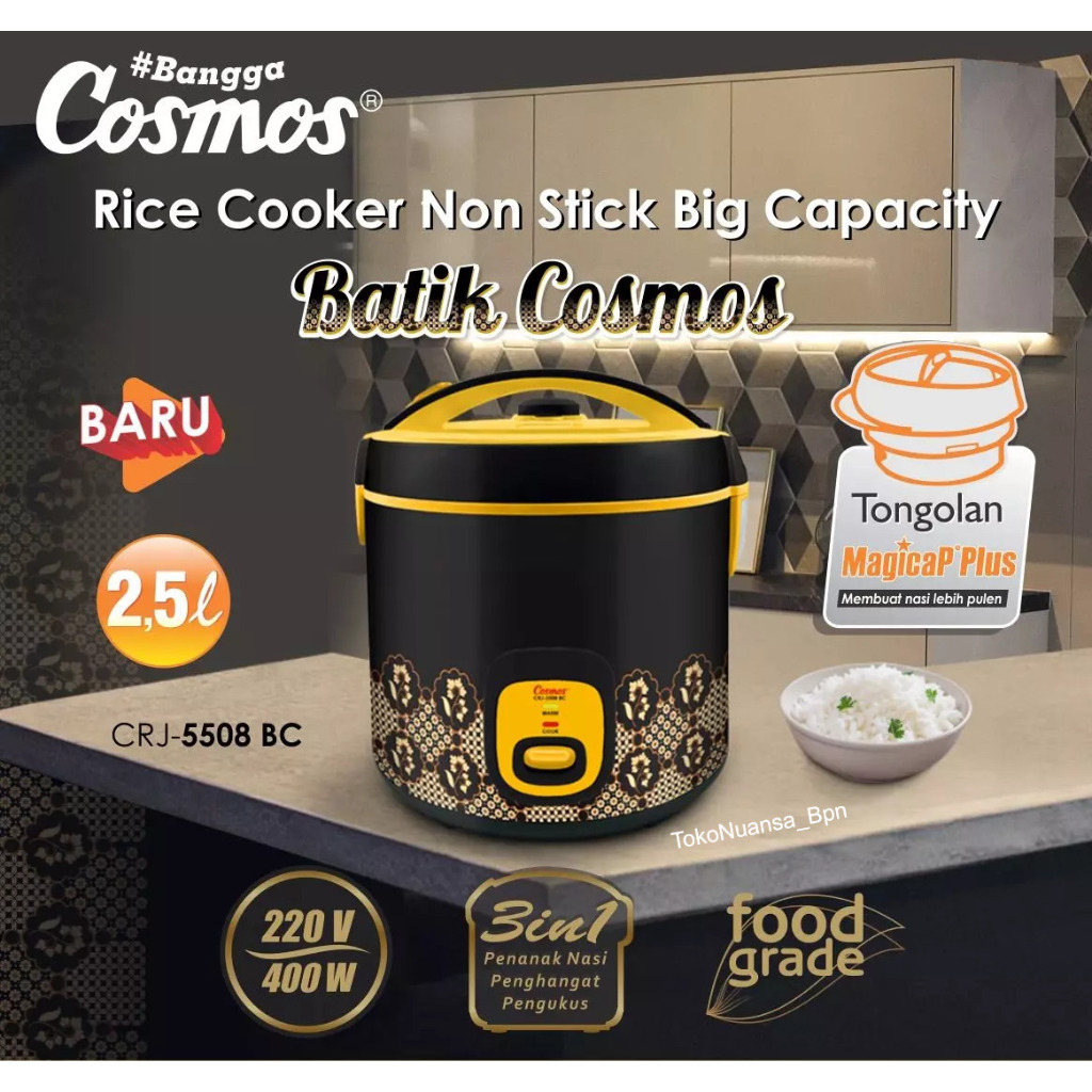Jual Rice Cooker Cosmos CRJ-5508 BC / Non Stick - 2.5 Liter | Shopee ...