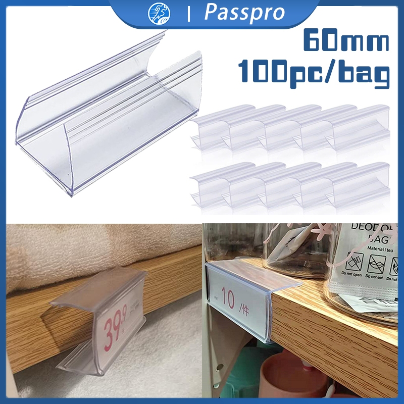 Jual 100pcs Wood Shelf Label Holder Plastic Price Tag Holder ...