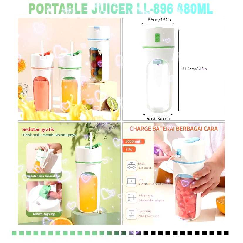 Jual Portable Juicer LL-896 480ML BLD-05/Juicer Portable Blender ...
