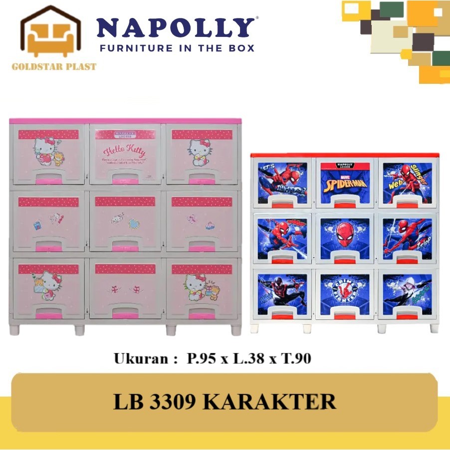 Jual Lemari Locker Box Karakter Napolly/Lemari Plastik/LB SERIES 3309 ...