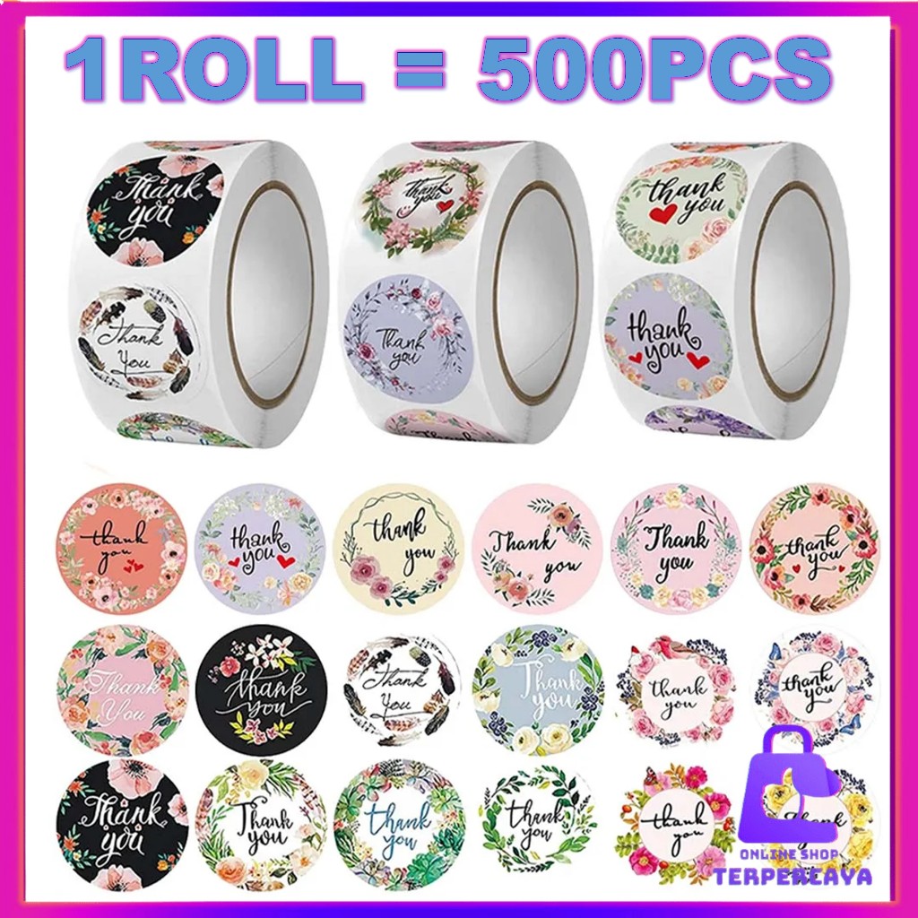 Jual OST Sticker Thank You Roll Isi 500Pcs Karakter Love Batik Stiker ...