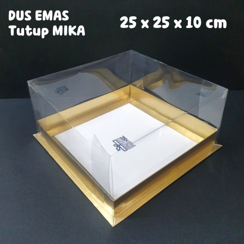 Jual Dus Kue Gold 25 x 25 x 10 cm Tutup Mika Cake Box Emas Packaging ...