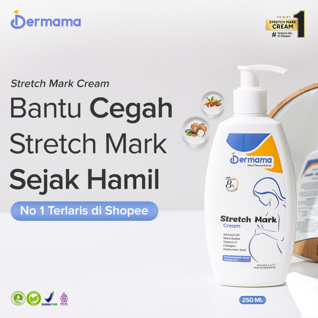 Jual Dermama Stretch Mark Cream 250ml - Bantu Cegah Stretch Mark Sejak Hamil | Shopee Indonesia