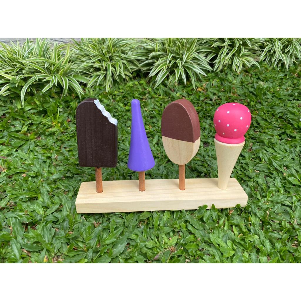 Jual Wooden Ice cream set / mainan kayu es krim | Shopee Indonesia