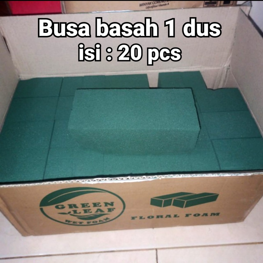 Jual PER DUS BUSA BASAH GREEN LEAF/ Busa Bunga Plastik/ Floral Foam ...