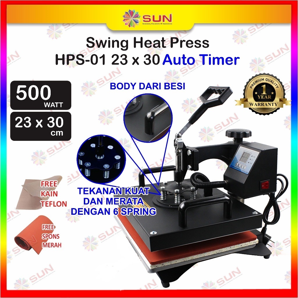 Jual Mesin Press Sablon Kaos 500 Watt A4 23x30 Mini Digital Swing ...