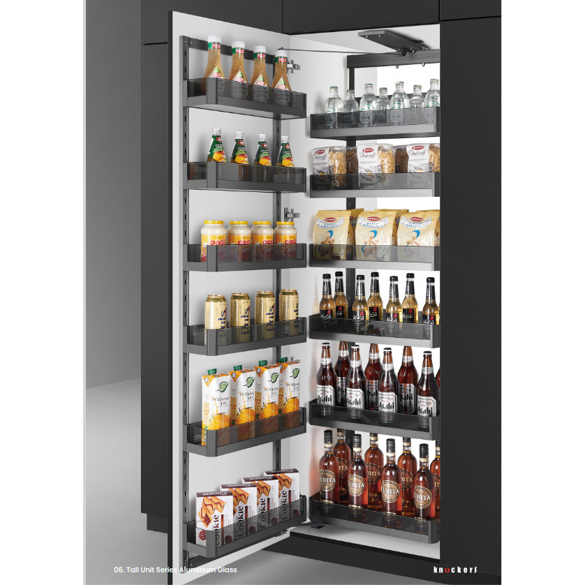 Jual Rak Tarik Lemari Kabinet Dapur Makanan Alumunium Kaca 6 Tingkat ...