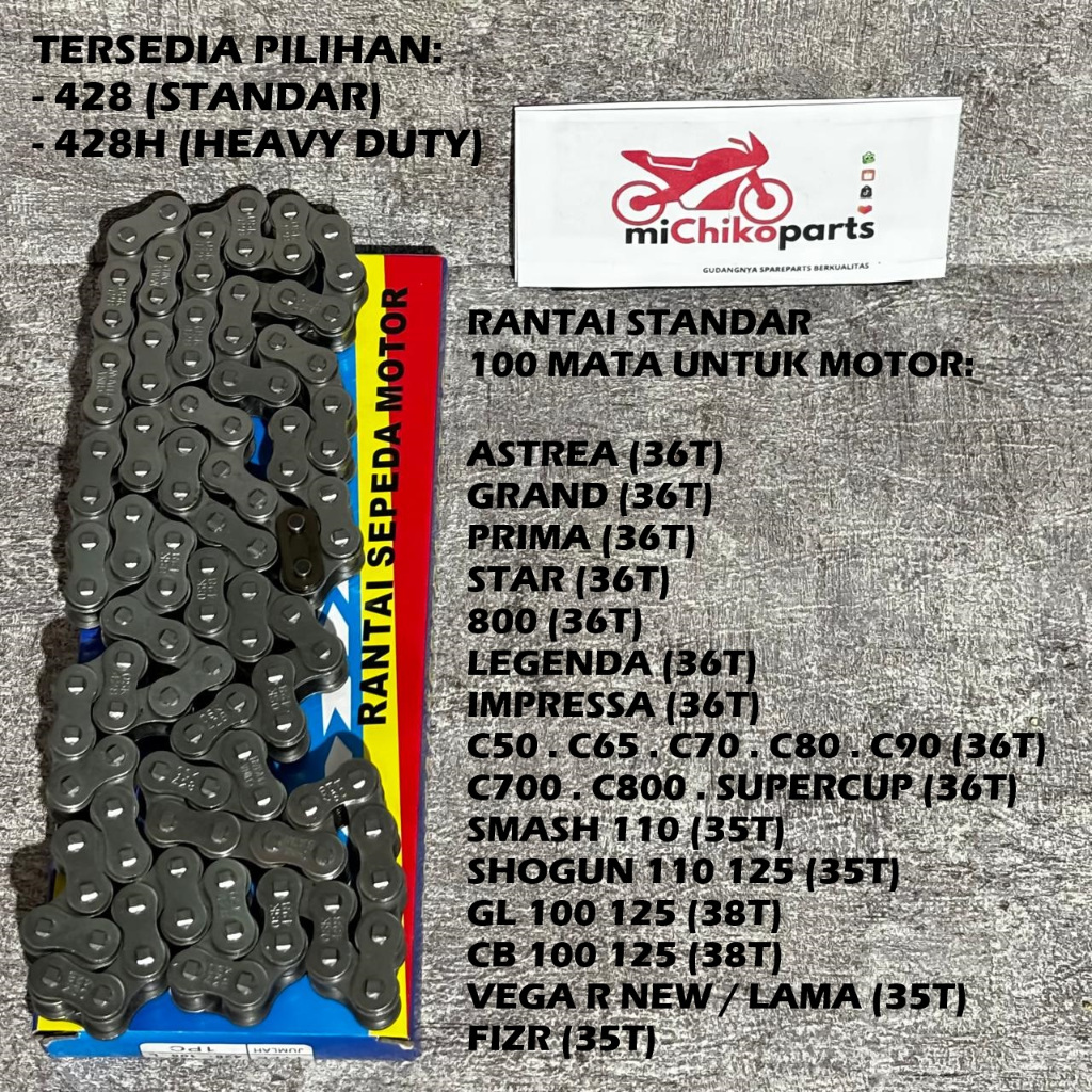 Jual Rantai Rante Gear Roda 428 atau 428H - 100 Astrea Grand Prima ...