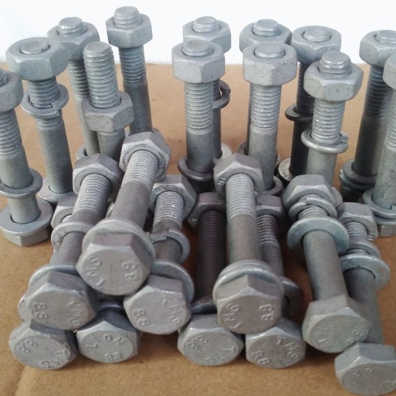 Jual baut mur hdg m10x60mm hdg galvanis hotdip grade 8.8 baut baja baut ...