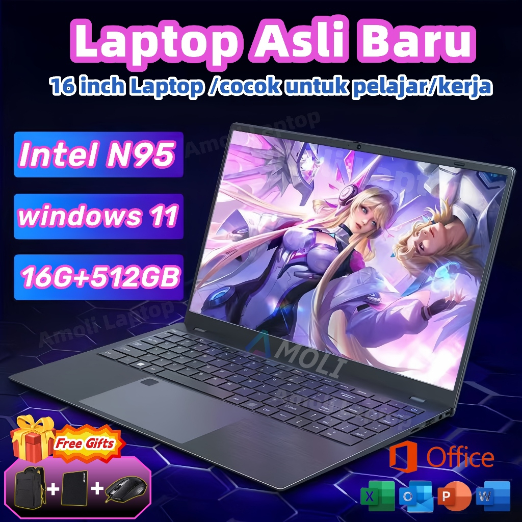 Jual 【Free Delivery】AMOLI Laptop Baru, Intel N95 RAM 16GB + 512GB ...