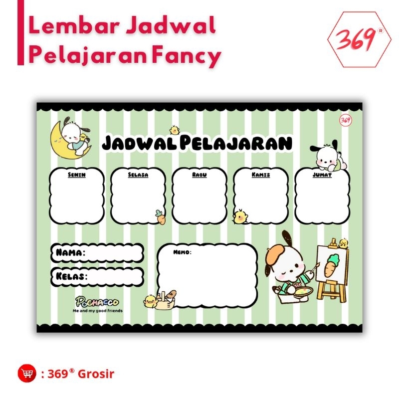 Jual 369 - Poster Jadwal Pelajaran / Class Schedule KARAKTER - POCHACCO ...