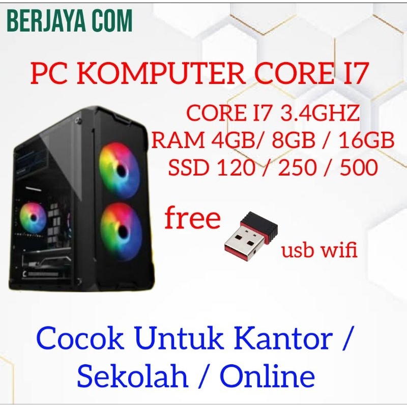 Jual Core i7 - 16gb Ram - 500gb Ssd - Case Transparan - Pc Rakitan - Komputer Kantor - Cpu ...