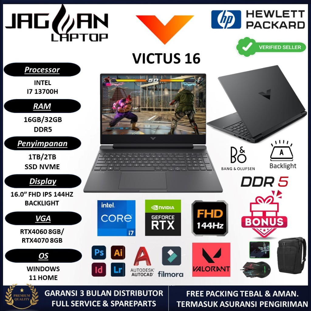 Jual LAPTOP GAMING HP VICTUS 16 INTEL I7 13700H DDR5 32GB 1TB SSD ...