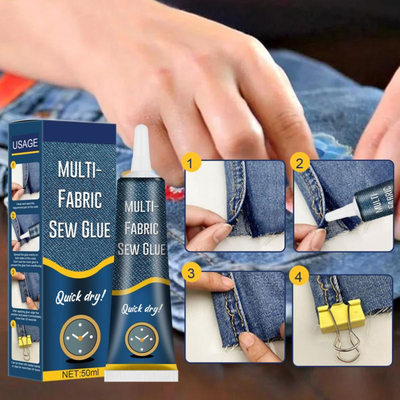 Jual Lem Kain JUE-FISH Perekat Kain Jeans Kulit Sofa Textile Alat Tambal Baju Celana Cair 50ml ...