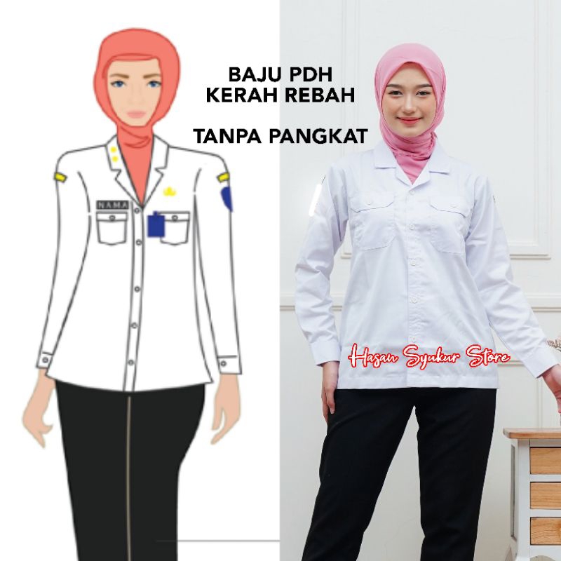 Jual Baju PDH putih wanita KERAH REBAH ASN dilingkungan provinsi baju ...