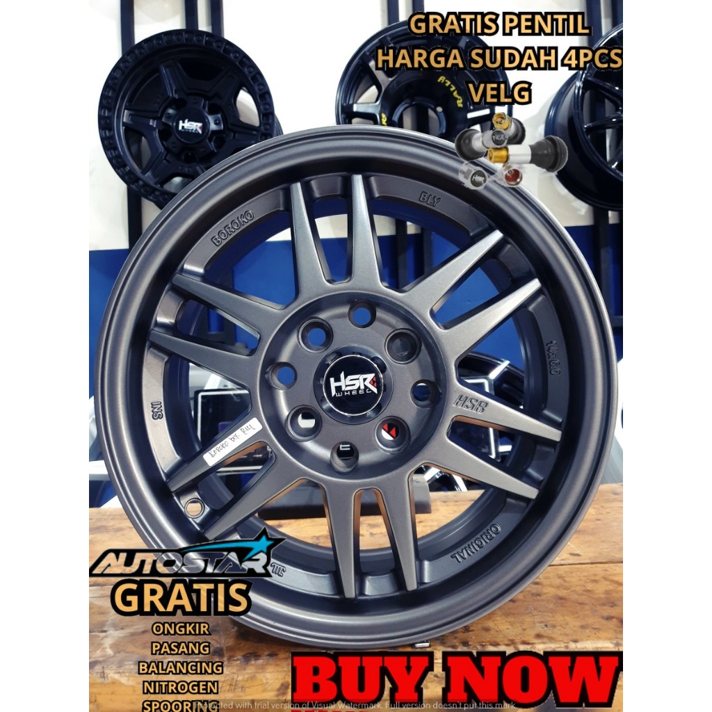 Jual pelek mobil racing promo hsr bly01 R15 pcd 4x100-4x114,3 grey ...