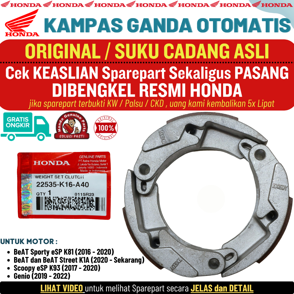 Jual Kampas Ganda K16 Beat Deluxe Beat Street New LED Scoopy New Genio ...