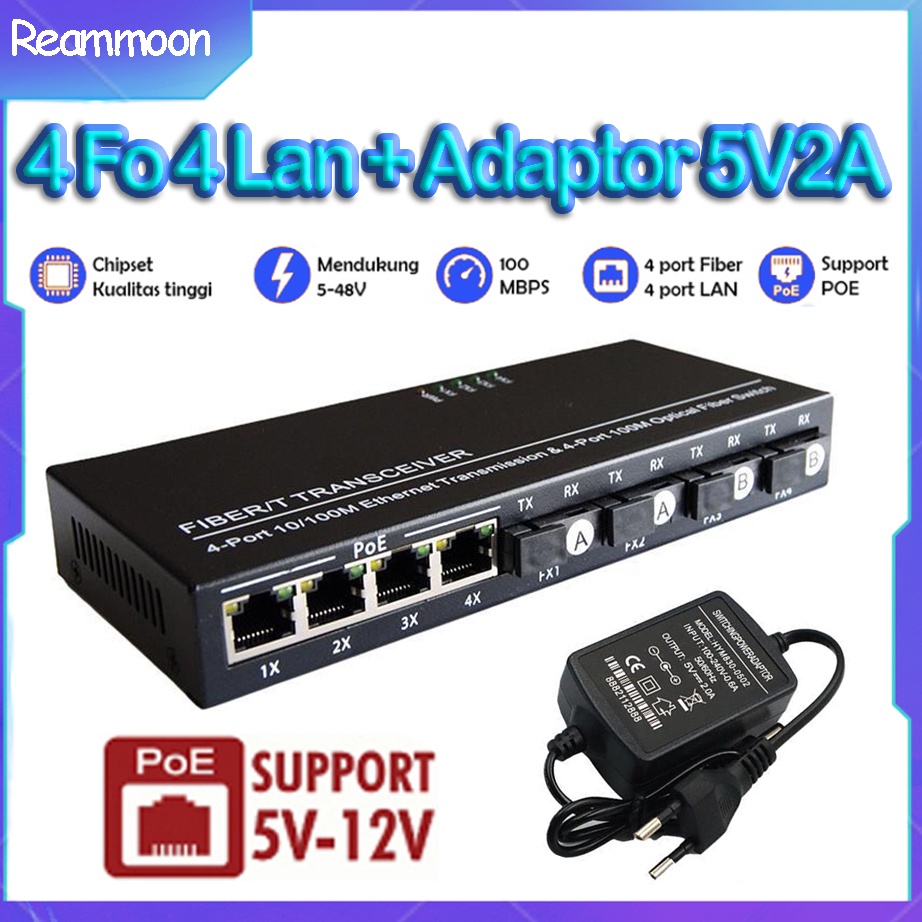 Jual POE Converter 4 Fo 4 Lan AABB Htb 4 Fo 4 Lan 11 Mpbs Konverter Fo ...