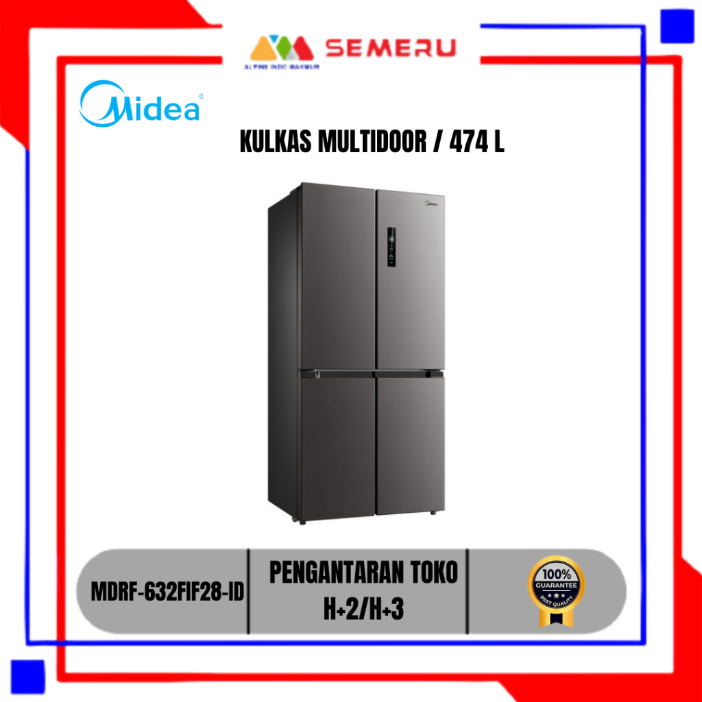 Jual MIDEA KULKAS 4 PINTU SIDE BY SIDE MULTIDOOR / 474 L MDRF-632FIF28 ...