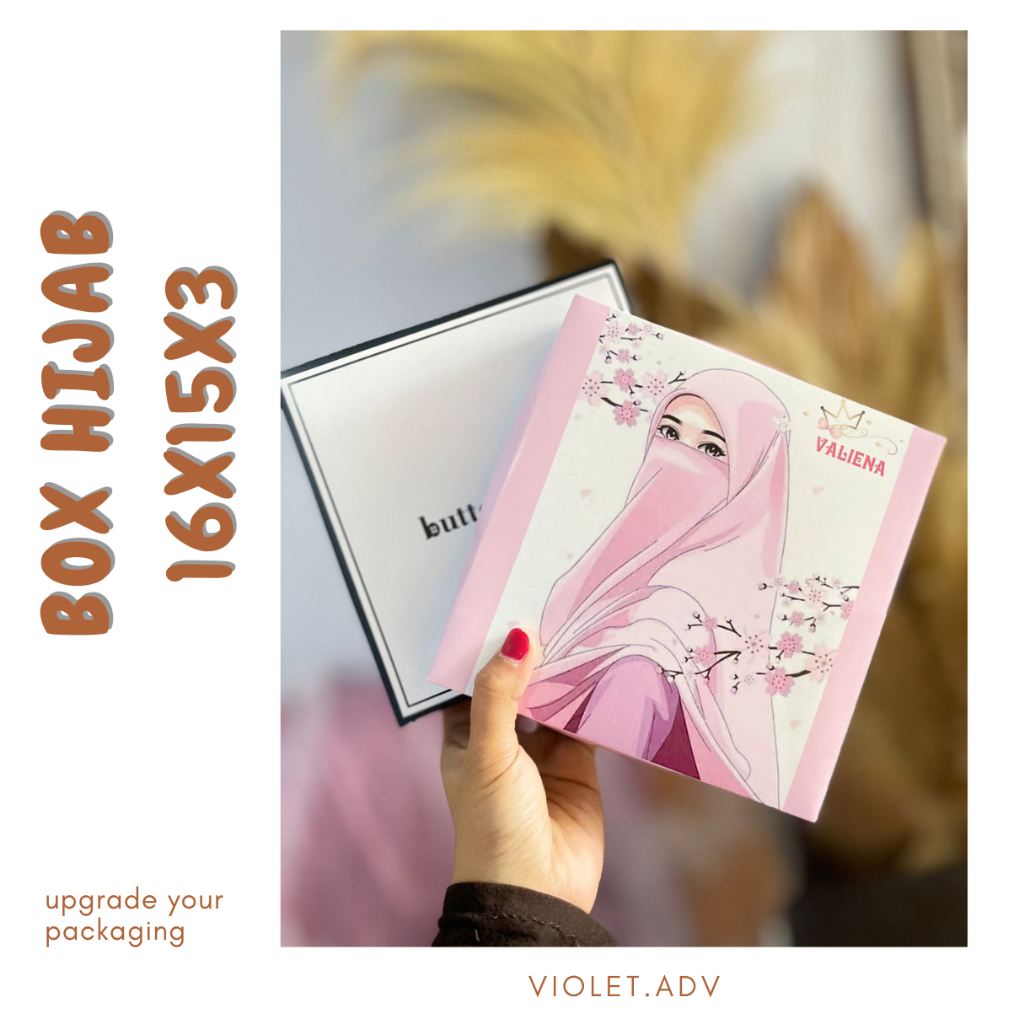 Jual Box hijab 16x15x3 custom desain dan tulisan | Shopee Indonesia