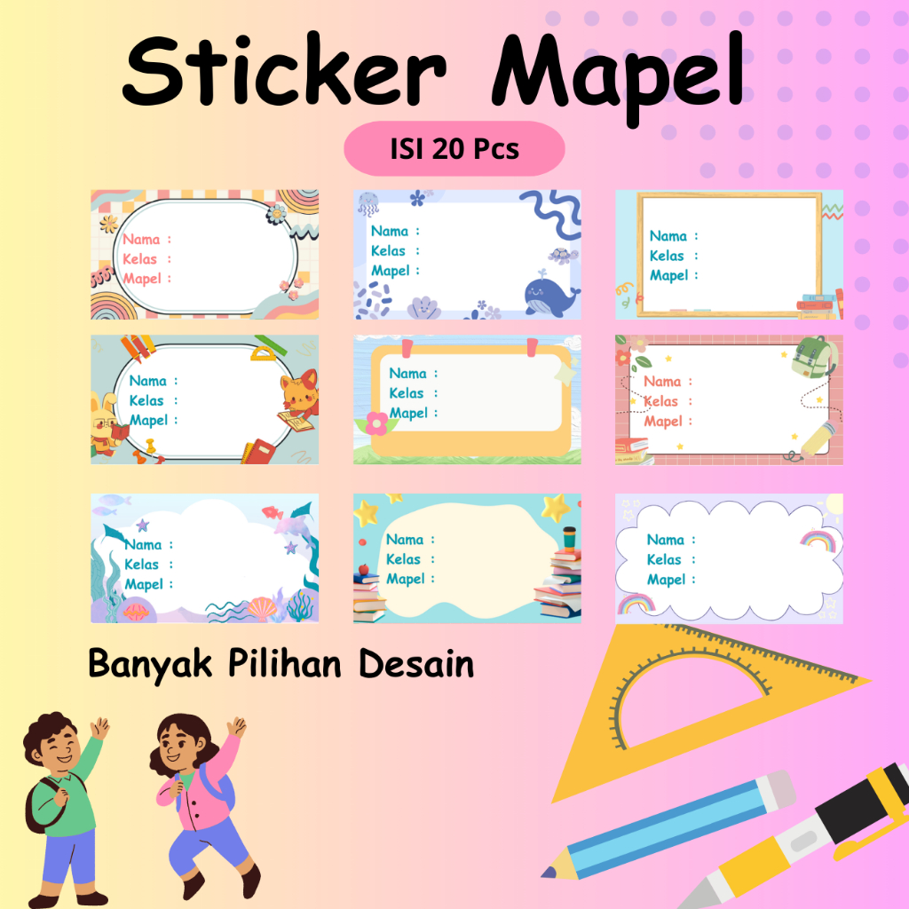 Jual stiker Mapel / label buku / stiker buku mata pelajaran isi 20pcs ...