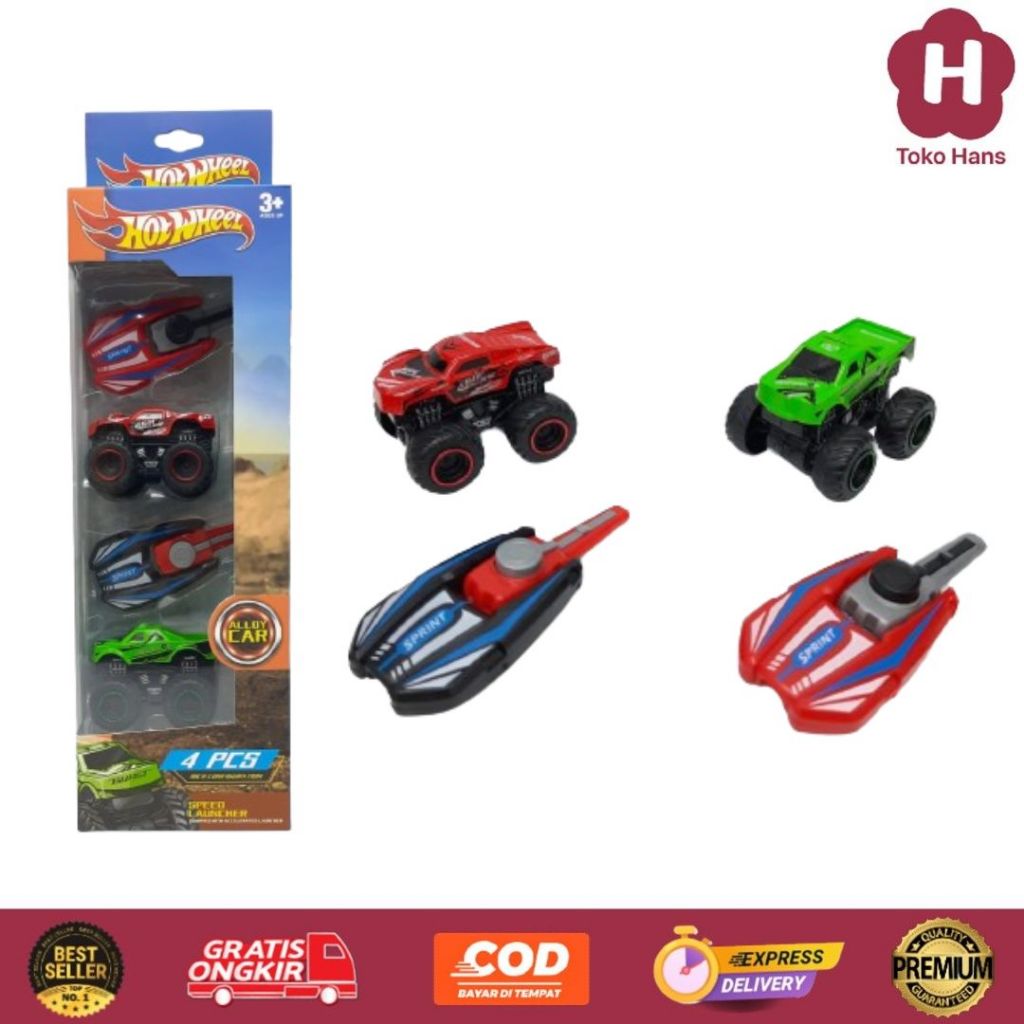 Jual Diecast Hotwheel Alloy Car Speed Launcher Set 4 Pcs Set 2 Model ...