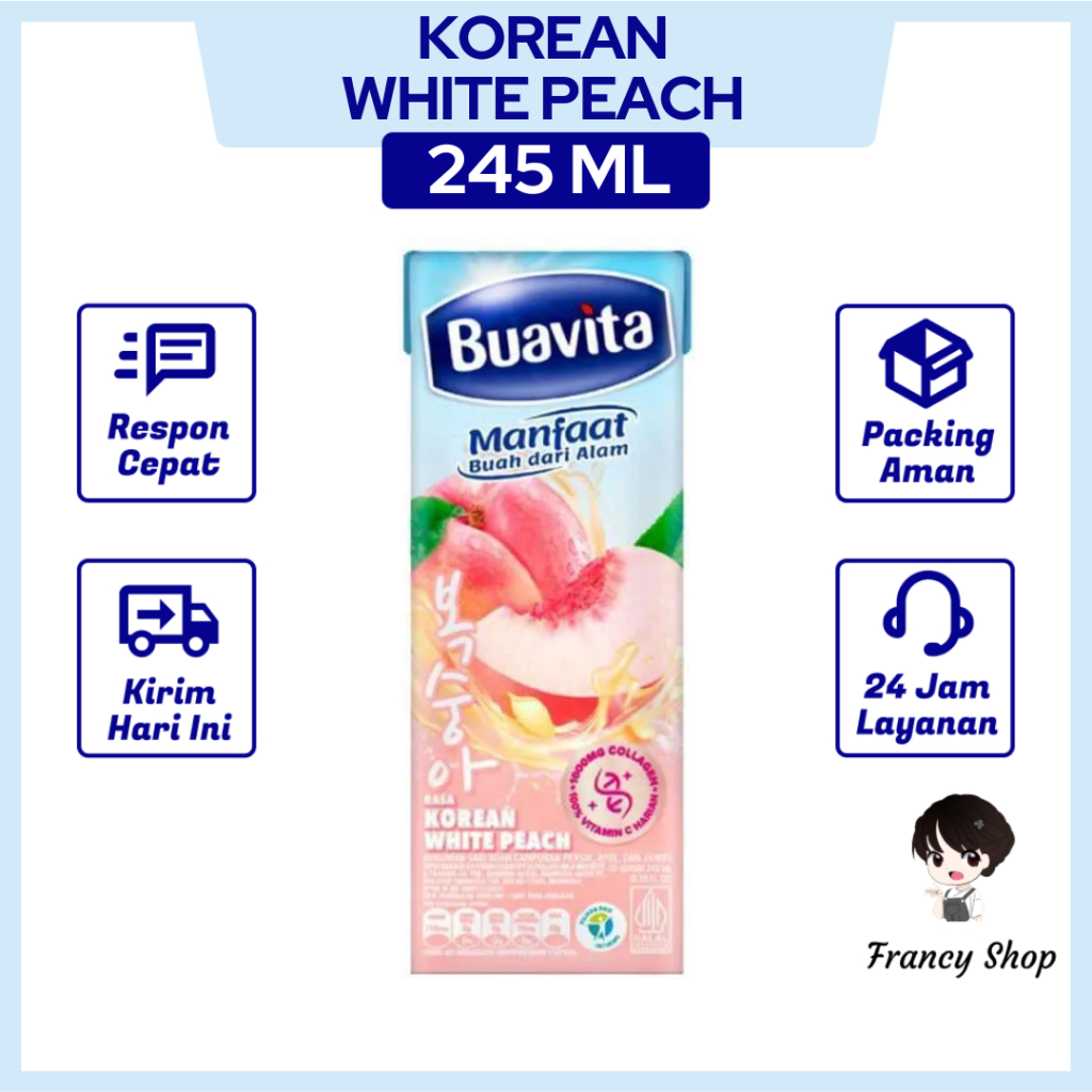 Jual Jus Buah Buavita Korean White Peach Juice 245 ml | Shopee Indonesia