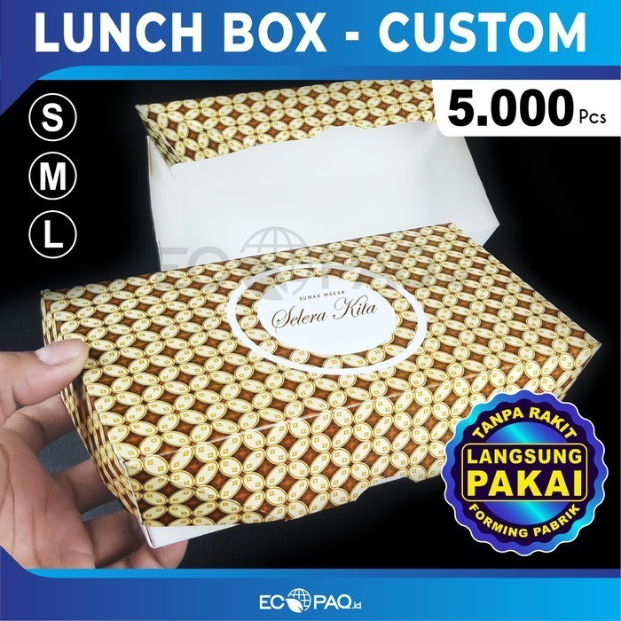 Jual Custom Print Paper Lunch Box - IVORY - 5000 pcs | Shopee Indonesia