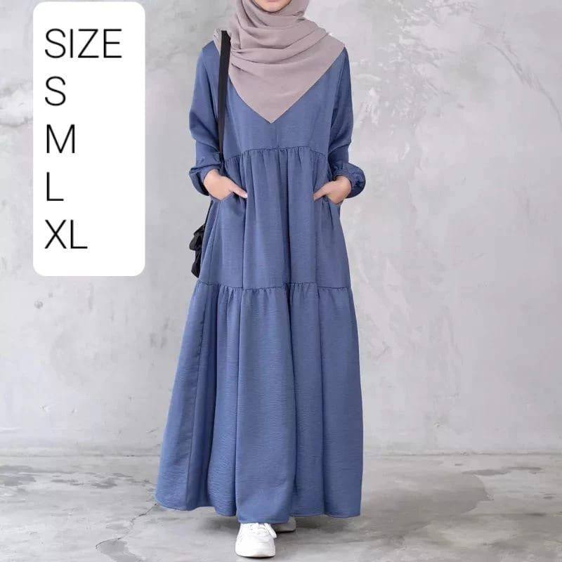 Jual Gamis Serut Crinkle Remaja Terbaru Kekinian / Gamis Dress Serut ...