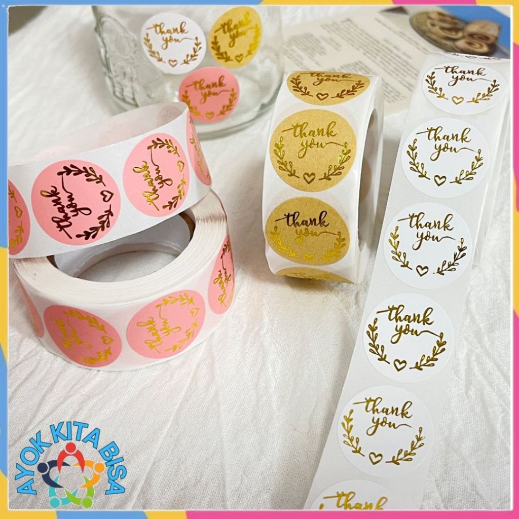 Jual AKB Sticker Thank You Roll Isi 500 Pcs Stiker Terima Kasih Warna ...