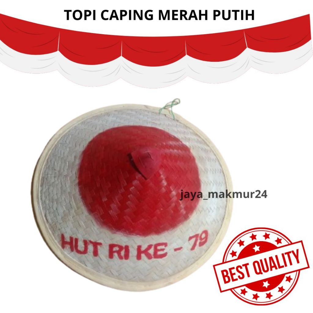 Jual topi merah putih agustusan / topi caping bambu | Shopee Indonesia