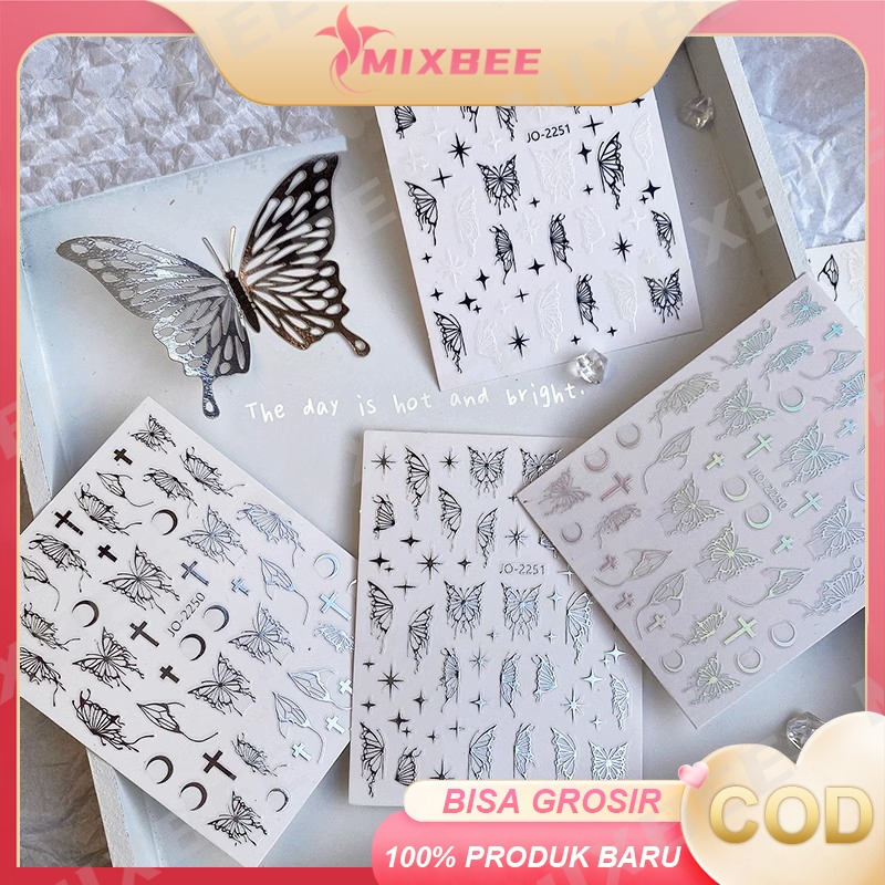 Jual 1 Lembar Sticker Kuku French Manicure Motif/ Sparkle Kupu -kupu ...