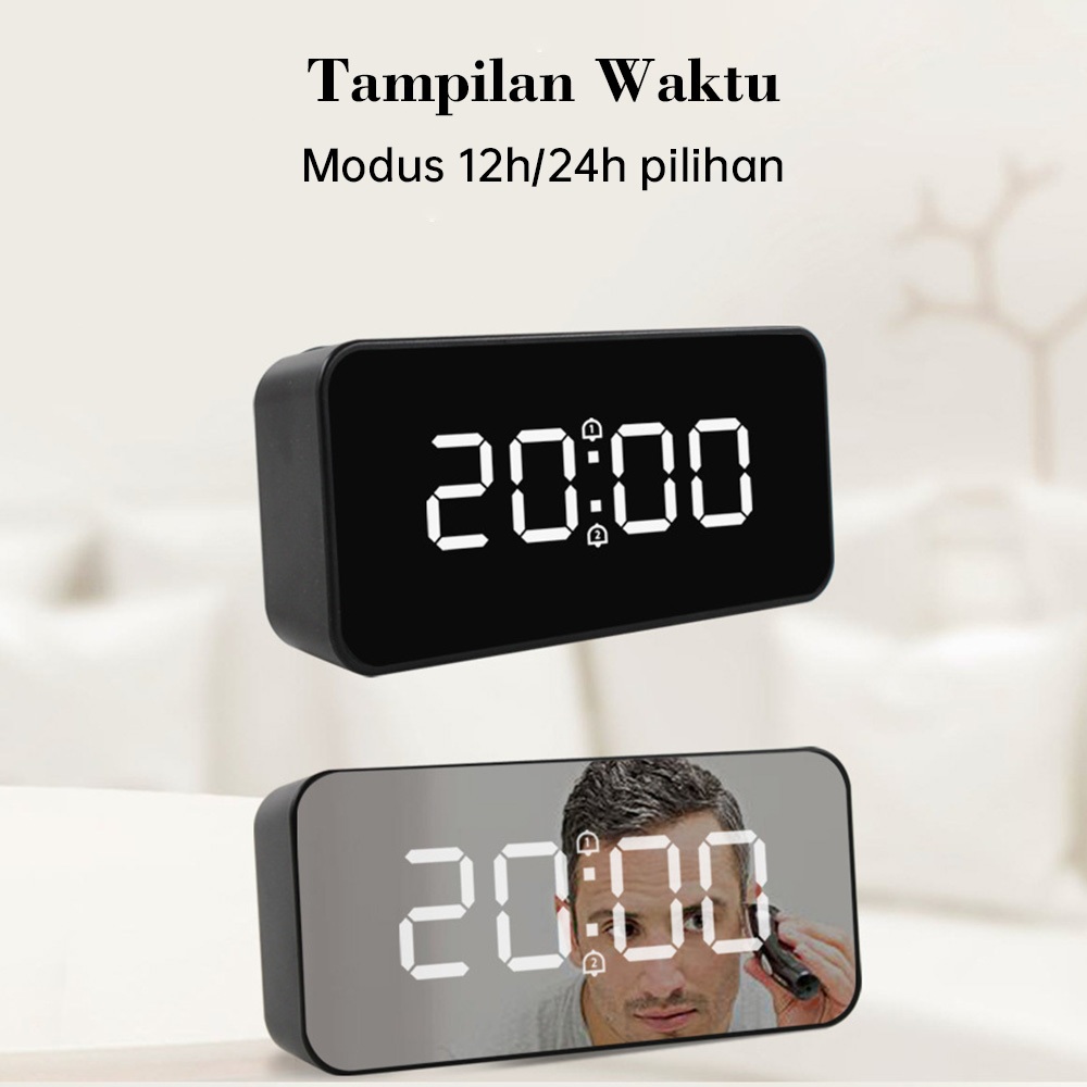 Jual 【Pengiriman dari Indonesia】Jam alarm elektronik cermin LED, jam ...