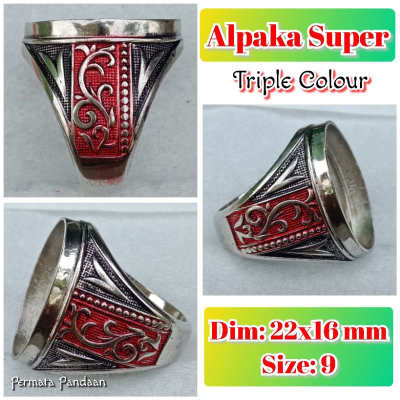 Jual emban batu akik dan permata alpaka super triple colour atc.67 ...