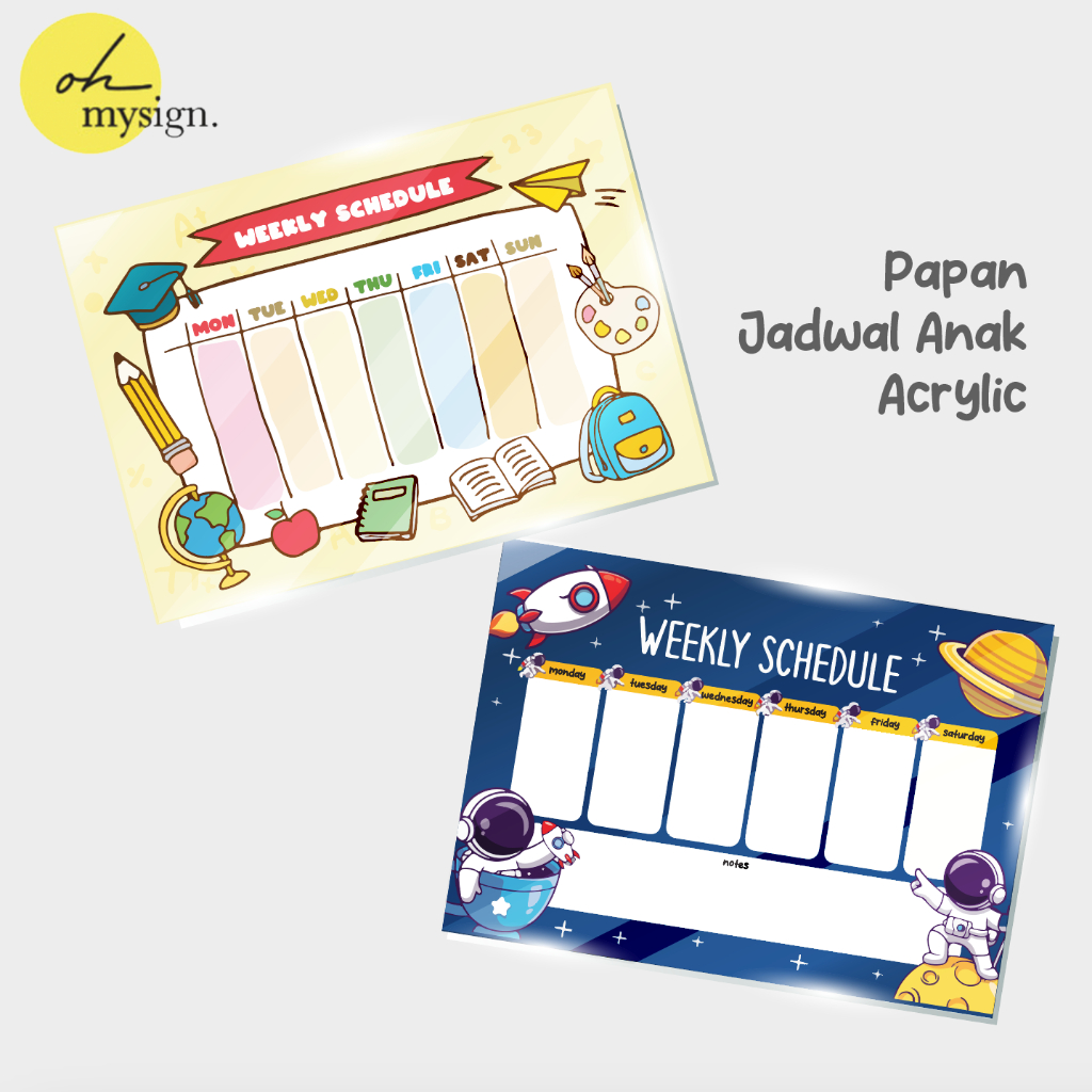 Jual Papan Jadwal Anak Acrylic UV Print Printing Schedule Jadwal Anak ...