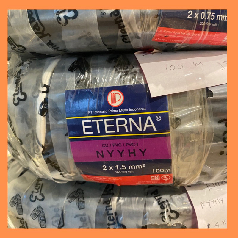 Jual kabel ETERNA nyyhy 2x1.5 mm 100 meter serabut hitam | Shopee Indonesia