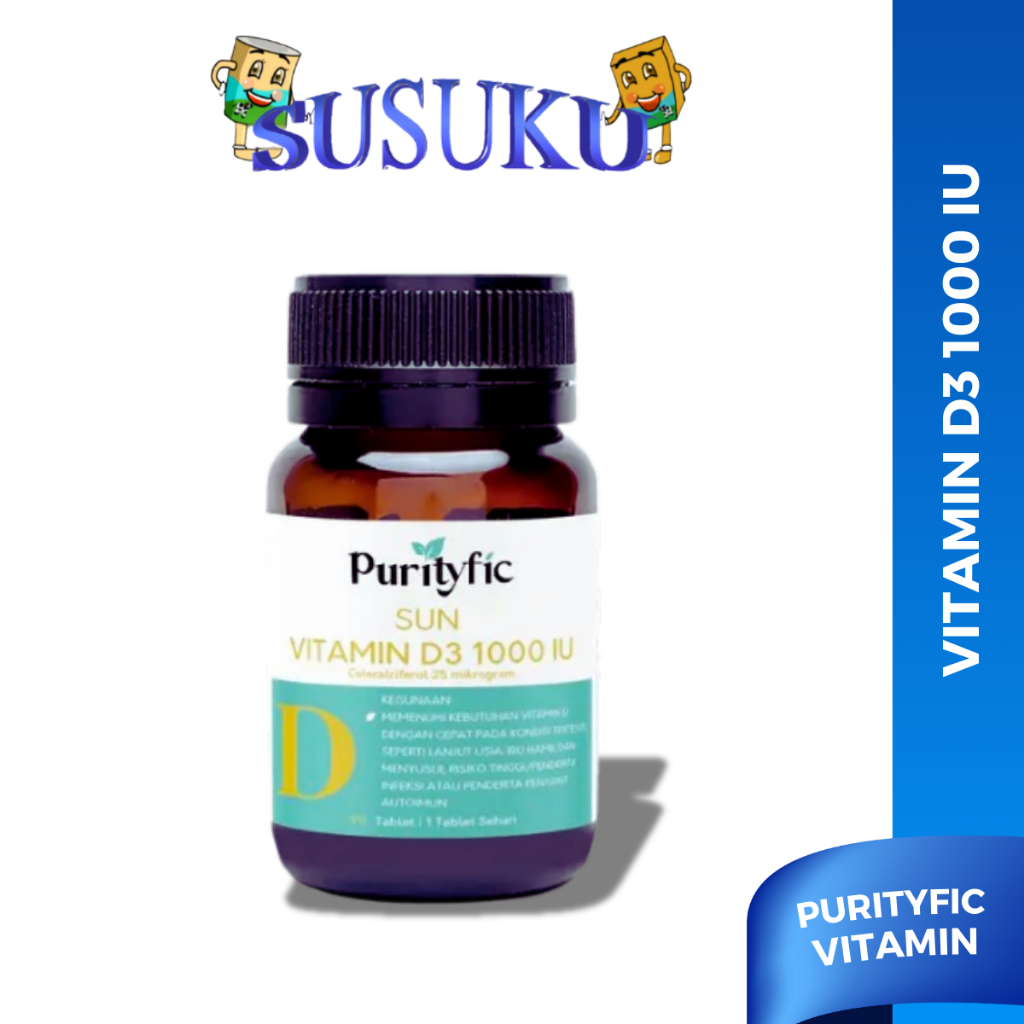 Jual PURITY SUN VITAMIN D3 1000 IU 90 TABLETS KAPSUL | Shopee Indonesia