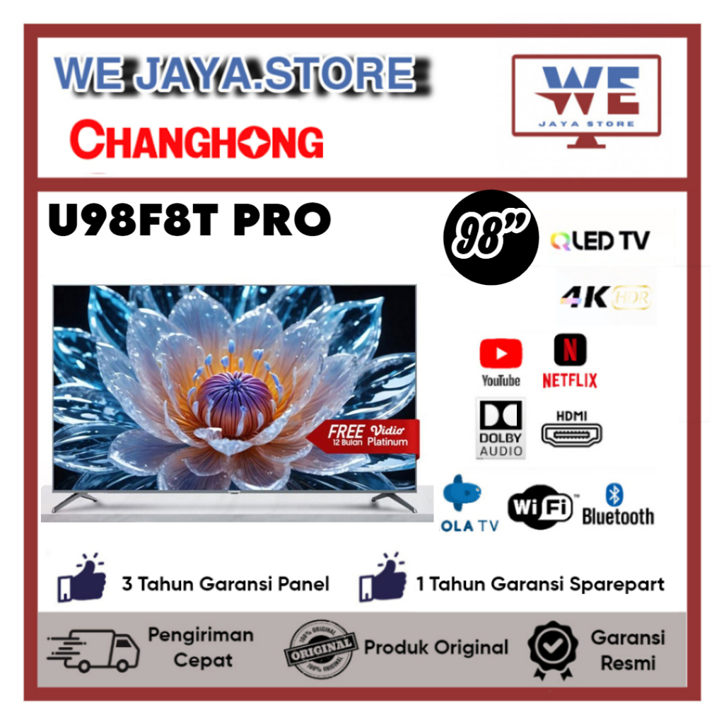 Jual TV CHANGHONG QLED TV 4K U98F8T PRO GOGLE SMART TV 98 INCH NEW TYPE ...