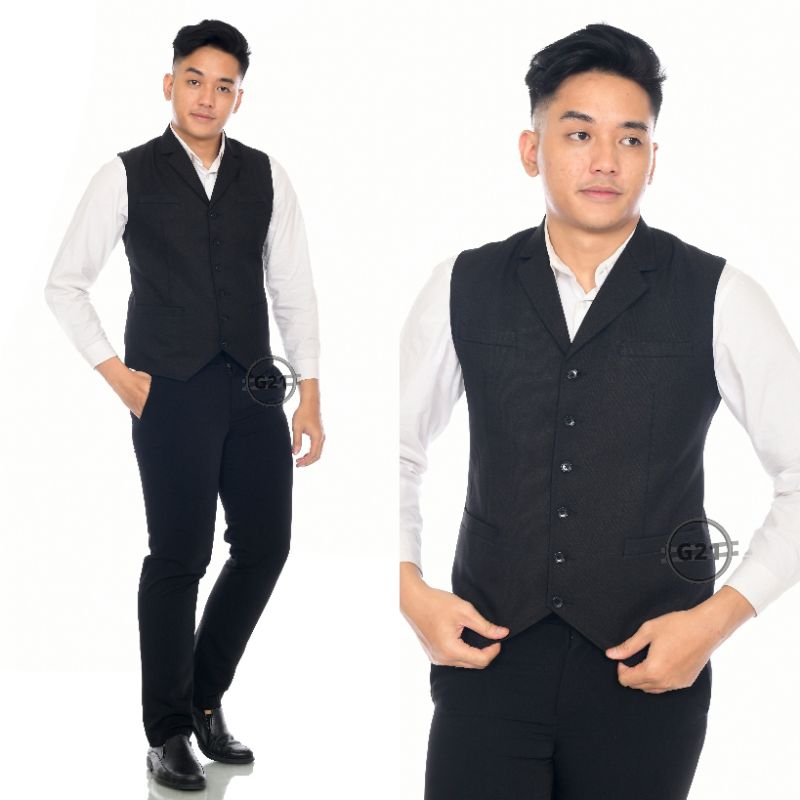 Jual Rompi Vest Jas Pria Formal Hitam Slimfit Kerja Kantor Premium High ...