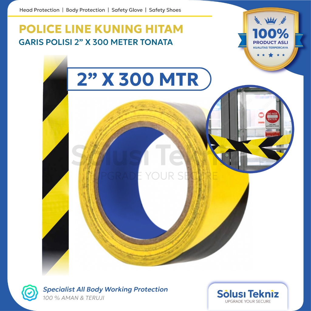 Jual Police Line Kuning Hitam / Garis Polisi Barricade 2 Inch x 300 ...