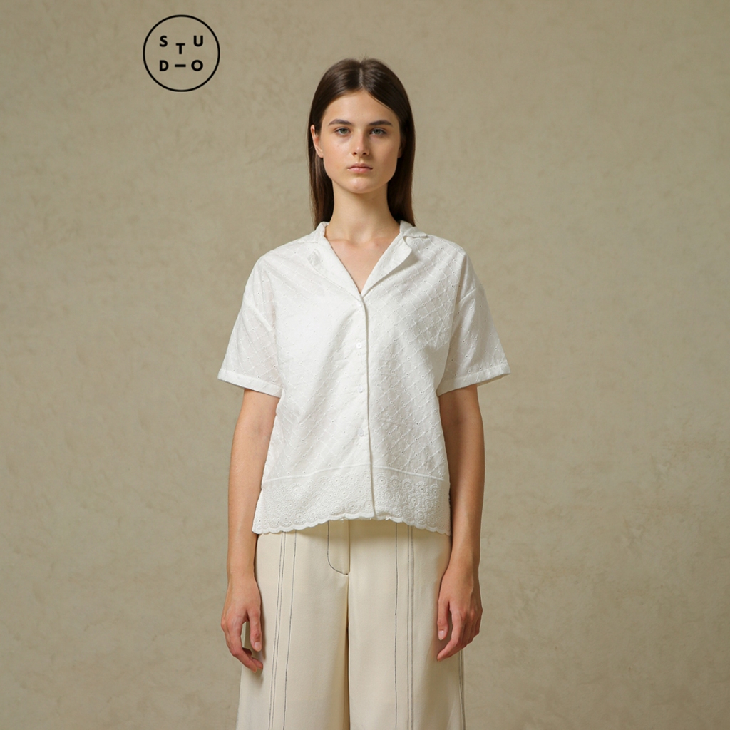 Jual COTTONINK Studio - Atasan Kemeja Wanita Off-white Rocio # ...